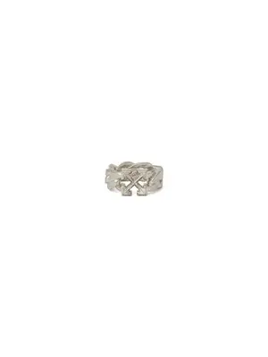 Off White Arrow Chain Ring - Silver