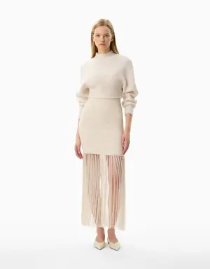DODIEE Knitted Sequin Tank Dress With Fringing - Cream