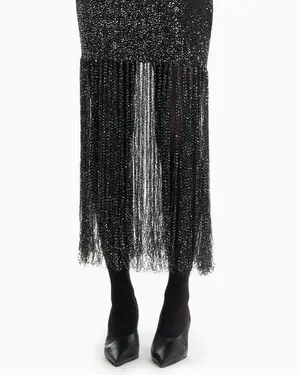 DODIEE Knitted Sequin Tank Dress With Fringing