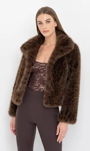 Generation Love Faux Fur Leopard Jacket - Animal/ Brown
