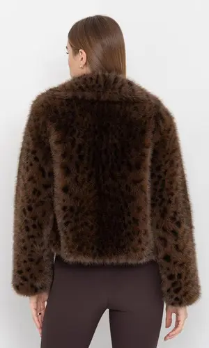 Generation Love Faux Fur Leopard Jacket - Animal/ Brown