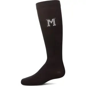 MEMOI Houndstooth Knee High Socks - Black