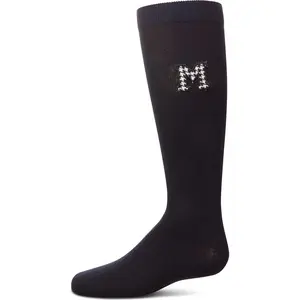 MEMOI Houndstooth Knee High Socks - Navy