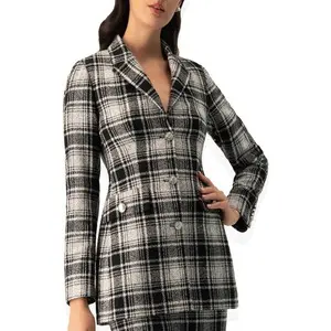 IVONNE Checkered Three-button Blazer
