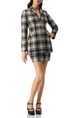 IVONNE Checkered Three-button Blazer