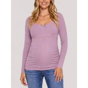 Motherhood Maternity Sweetheart Side-ruched Long Sleeve Tee - Soft Violet