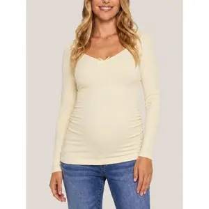 Motherhood Maternity Sweetheart Side-ruched Long Sleeve Tee - Soft Yellow