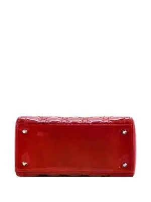 Dior Lady Medium Satchel Cannage Quilt Patent - Red