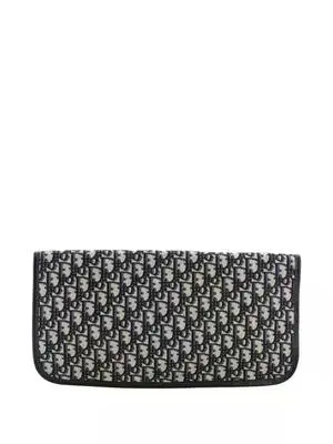 Dior Fold Over Oblique Canvas Clutch Bag - Blue