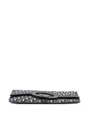 Dior Fold Over Oblique Canvas Clutch Bag - Blue