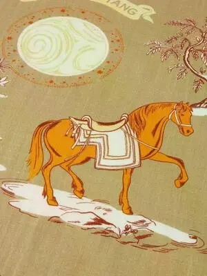 Shanghai Tang Floral Horse Scarf - Neutrals