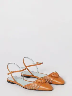 Valentino Garavani Coeur Royal Leather Ballerinas - Orange