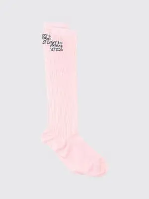 MAISON MARGIELA Mm6 Maison Margiela Cotton Blend Socks With Numbers Logo Pink