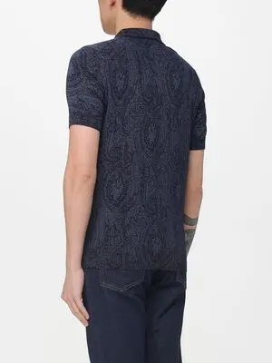 Etro Paisley Cotton Polo Shirt - Blue