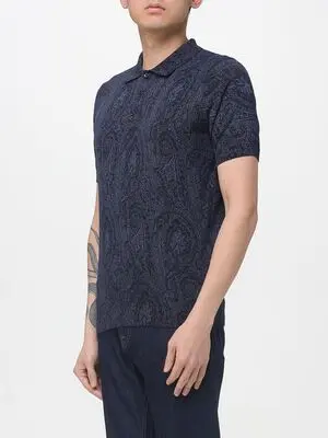 Etro Paisley Cotton Polo Shirt - Blue