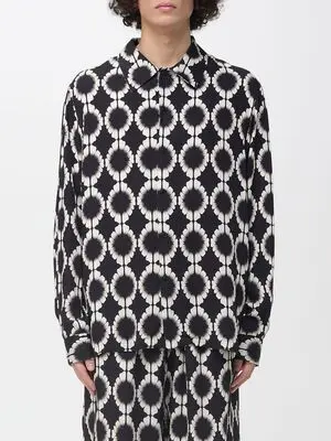 LANEUS Casual Shirt With Graphic Print - Black