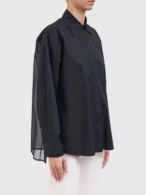 DONDUP Cotton Shirt With Classic Collar And Curved Hem - Black