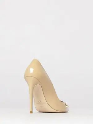 Elisabetta Franchi Nappa Leather Pumps With Logo Embellishment - Camel
