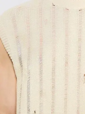 LANEUS Destroyed Effect Cotton Knit Vest