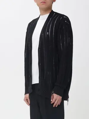 LANEUS Cotton Cardigan With Distressed Effect