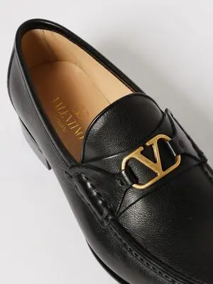Valentino Garavani Leather Loafers With Gold Tone Hardware