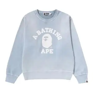 A BATHING APE Washed College Crewneck Sweatshirt - Grey