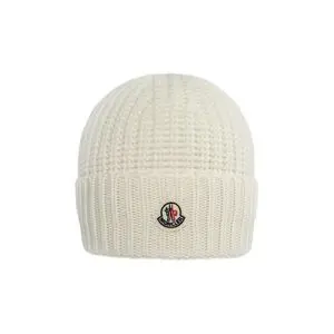 Moncler Logo Beanie - White