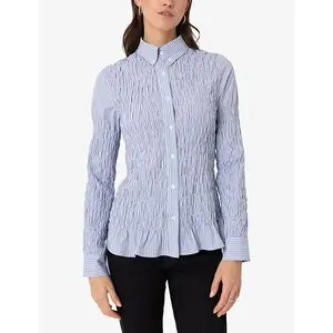 AMY LYNN Striped Cotton Shirt - Blue