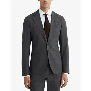 REISS Single-breasted Check Wool-blend Blazer