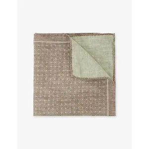 REISS Pier Diamond-print Silk Pocket Square - Light Brown