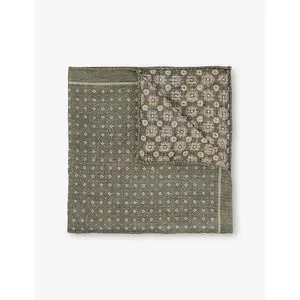 REISS Pier Diamond-print Silk Pocket Square - Sage Green