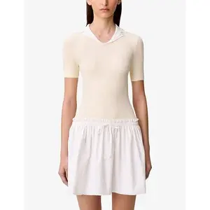 Claudie Pierlot Two-in-one Knitted And Cotton Mini Dress