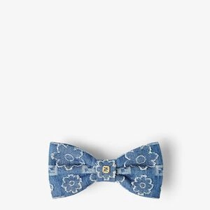 Fendi Ff And Floral Denim Hair Clip - Blue