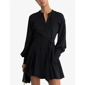 REISS Eliana Belted Woven Mini Dress