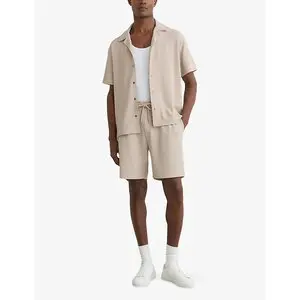 REISS Textured Stretch-woven Shorts - Stone