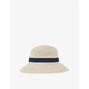 REISS Ribbon Trim Straw Hat - Natural