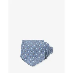REISS Linen, Silk, And Cotton Tie - Airforce Blue