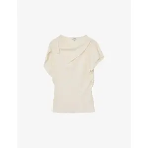 REISS Natalie Drape-neck Woven Top