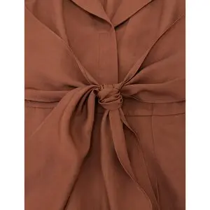 REISS Taya Tie-front Woven Jumpsuit - Rust Orange