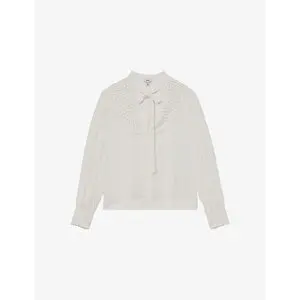 REISS Casey Bead-embellished Woven Blouse
