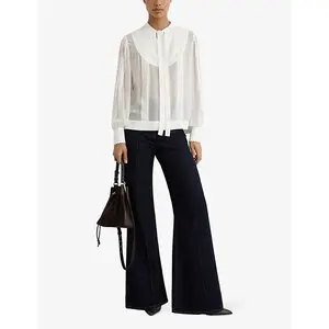 REISS Casey Bead-embellished Woven Blouse