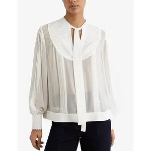 REISS Casey Bead-embellished Woven Blouse