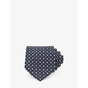REISS Dario Micro-square Silk-blend Tie - Navy