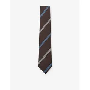 REISS Striped Tie - Chocolate Brown
