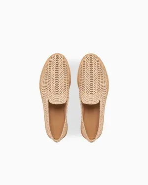 Giorgio Armani Embroidered Loafers - Beige