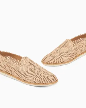 Giorgio Armani Embroidered Loafers - Beige