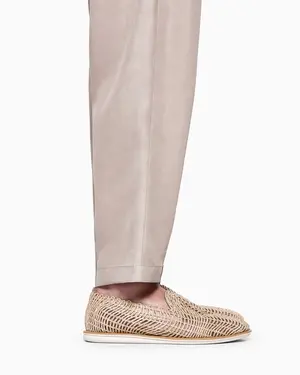 Giorgio Armani Embroidered Loafers - Beige