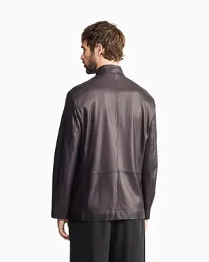 Giorgio Armani Single-breasted Perforated Nappa Lambskin Jacket