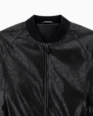 Giorgio Armani Perforated Nappa Calfskin Bomber Jacket