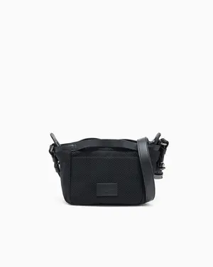 Giorgio Armani Mesh And Leather Crossbody Bag - Black